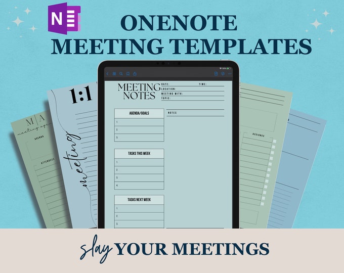 Onenote Meeting Notes Template, Customizable Digital Meeting Agenda ...