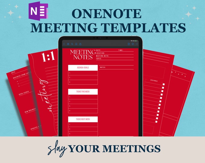 Onenote Meeting Notes Template, Customizable Digital Meeting Agenda ...