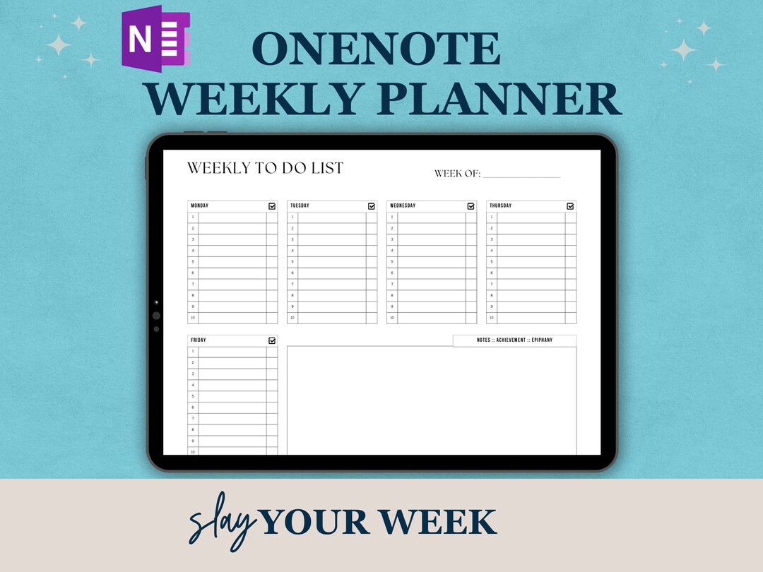 Onenote Weekly Planner Templates for Work Professionals, Weekly to Do ...