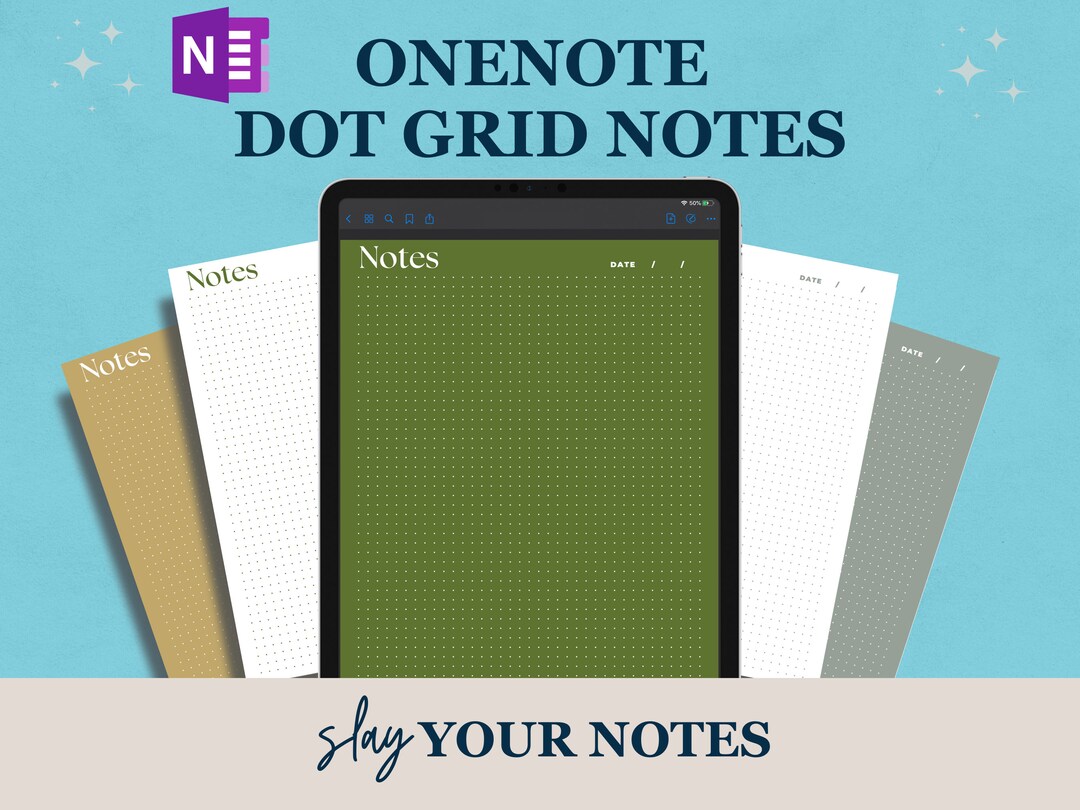Aesthetic Onenote Notes Template, Dot Grid Onenote Digital Notepad ...