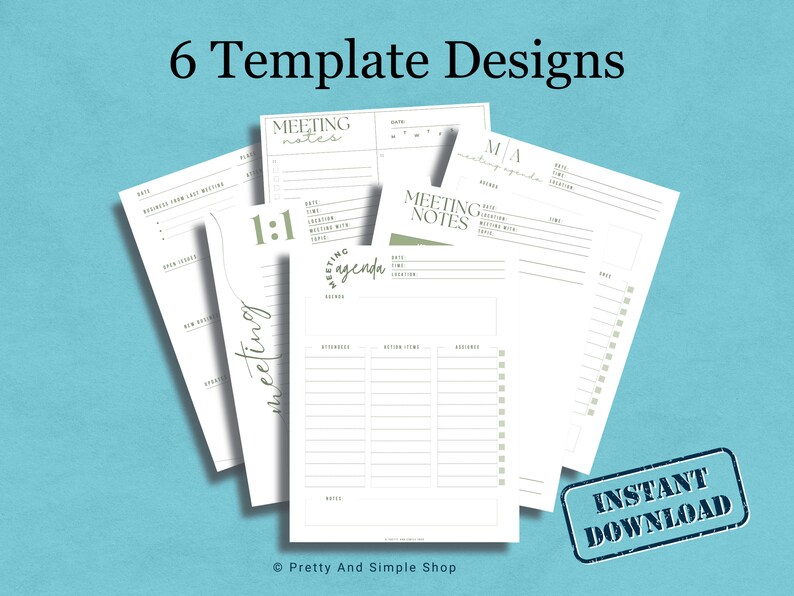 Sage Green Onenote Meeting Templates for Work Professionals, Meeting ...