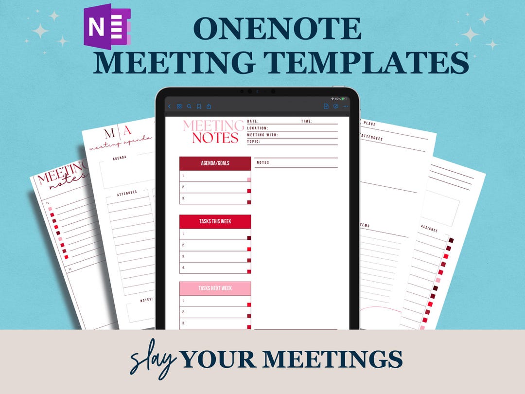 Dark Cherry Vibes Onenote Meeting Notes Template for Work, One Note 1 ...