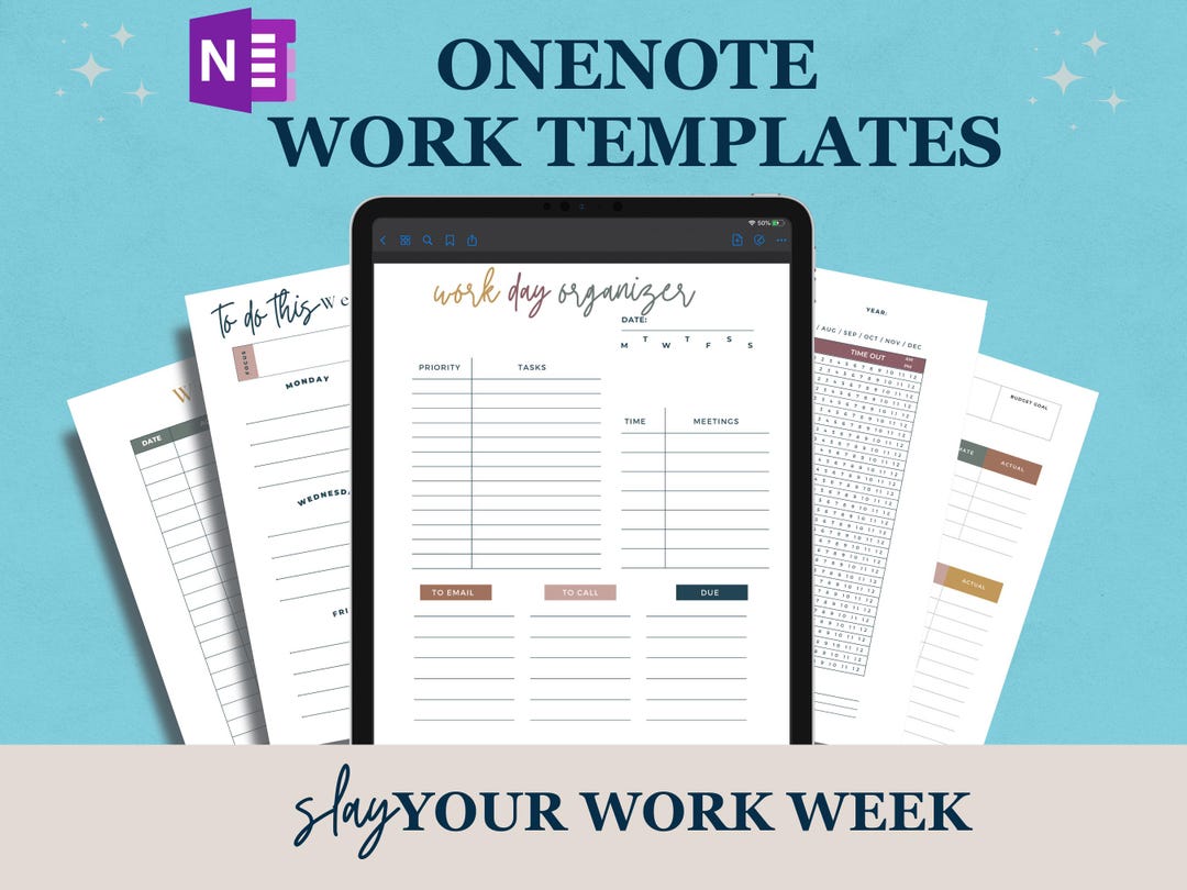 Boho Onenote Work Templates Work Log Timesheet Tracker Paycheck Budget ...