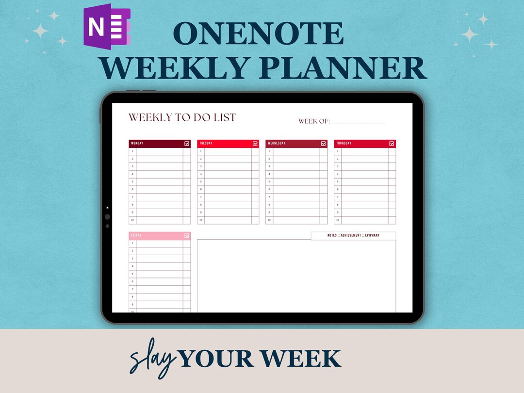 Dark Cherry Onenote Weekly Planner Templates for Work Professionals ...
