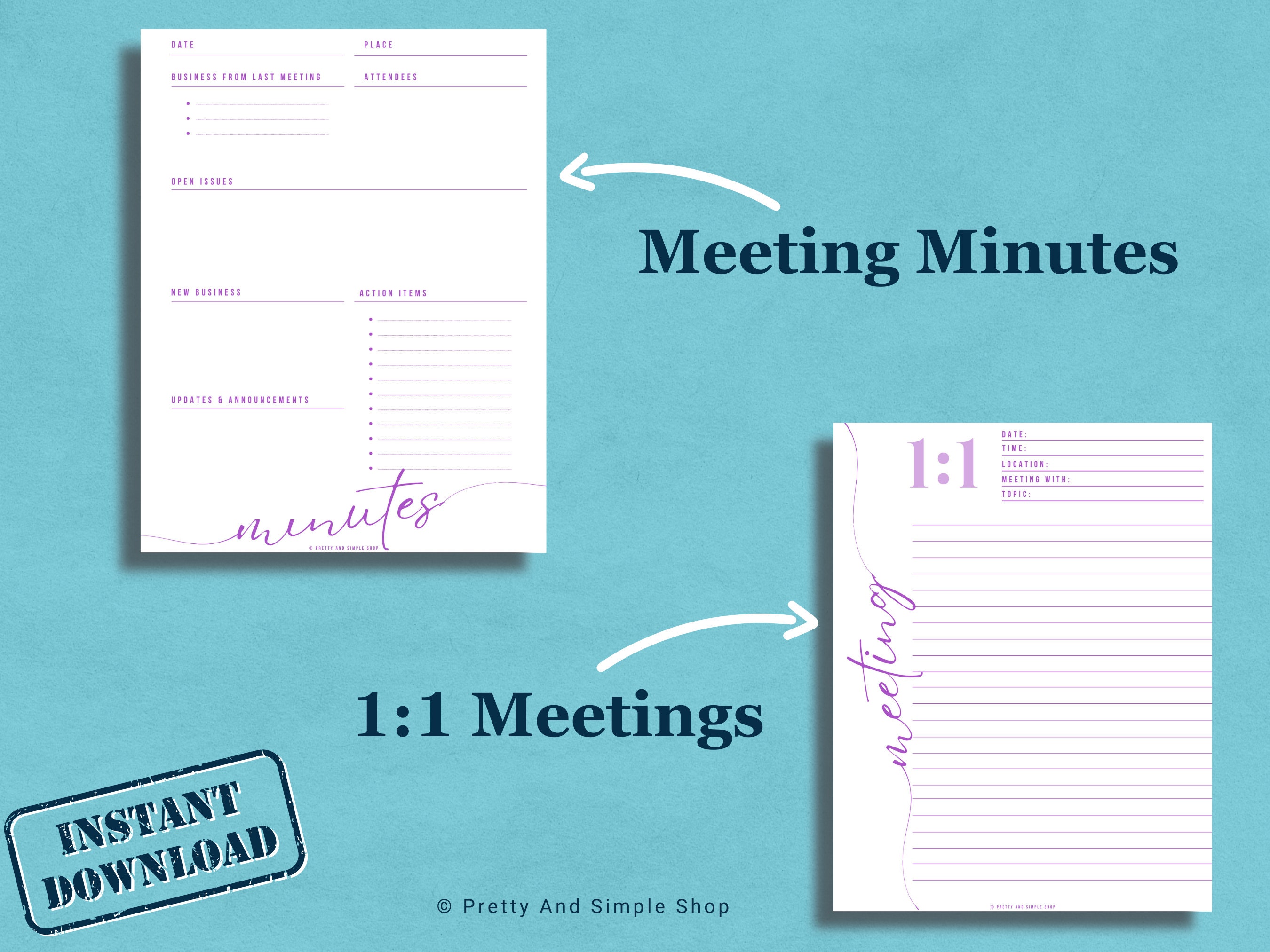 Amethyst Onenote Meeting Templates for Work Professionals, Meeting ...
