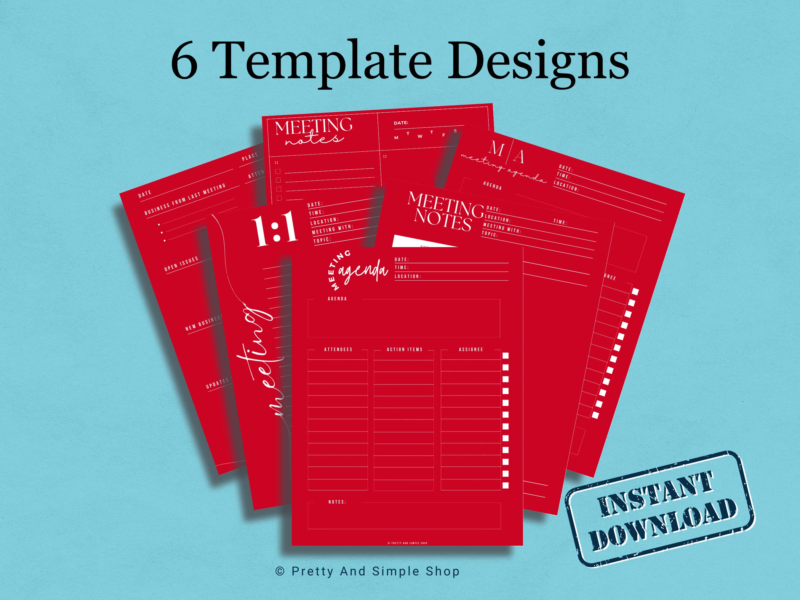 Red Onenote Meeting Templates for Work Professionals, Meeting Agenda ...