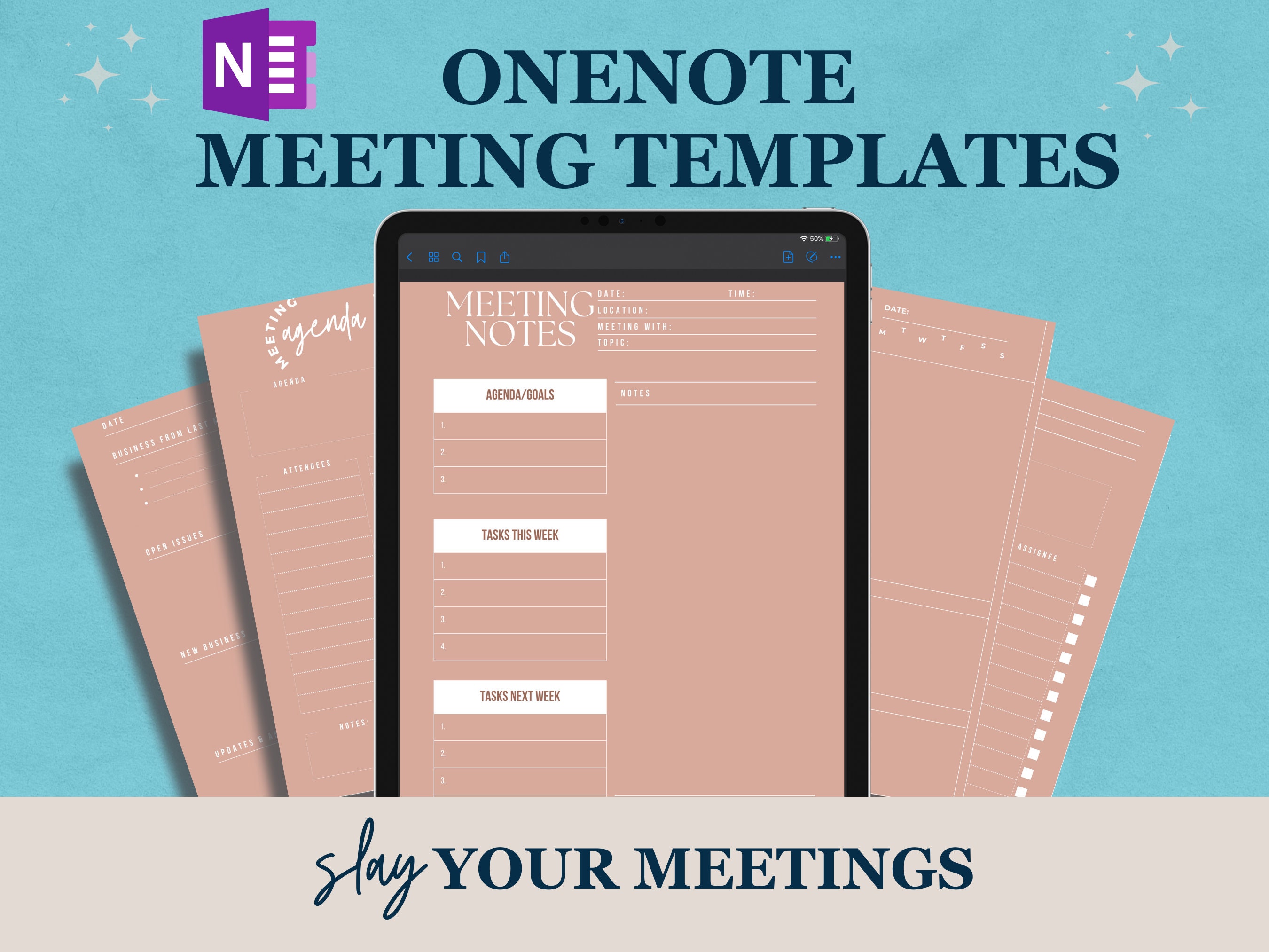 Onenote Meeting Notes Template for Work, One Note 1 to 1 Meeting ...