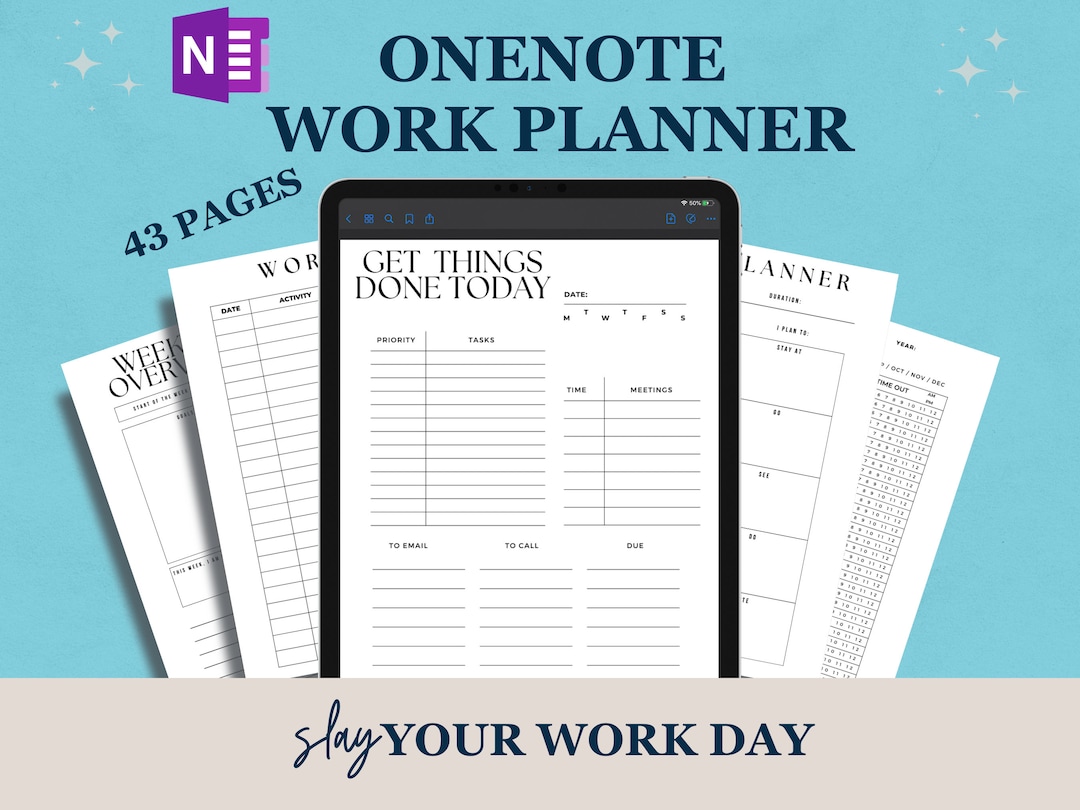 Onenote Work Planner, Minimalist Undated Work Day Organizer Templates ...