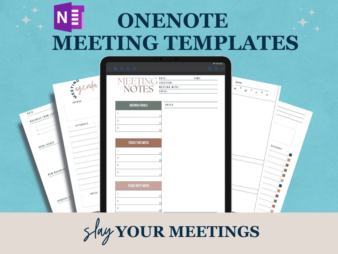 Boho Onenote Meeting Templates for Work Professionals, Meeting Agenda ...