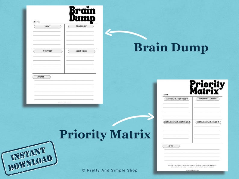 Onenote Brain Dump & Eisenhower Priority Matrix Template | ADHD One ...