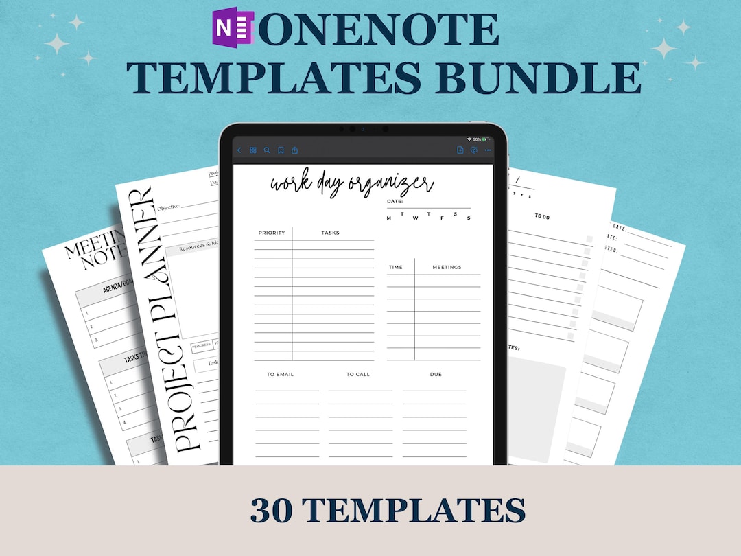 Onenote Templates Bundle: Meeting Notes, Meeting Agenda, Project ...