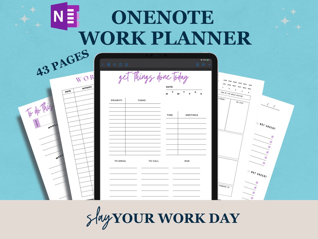 Amethyst Onenote Work Planner, Work Day Organizer Templates for ...