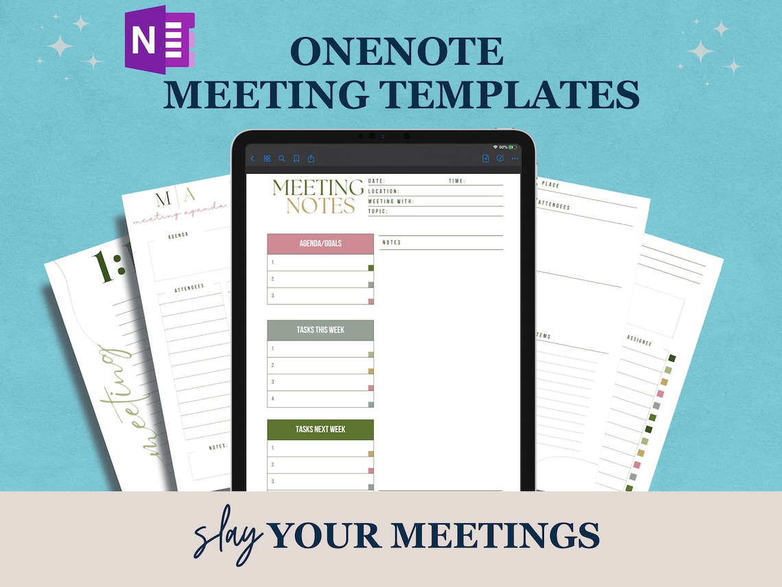 Onenote Meeting Templates for Work Professionals, Meeting Agenda ...