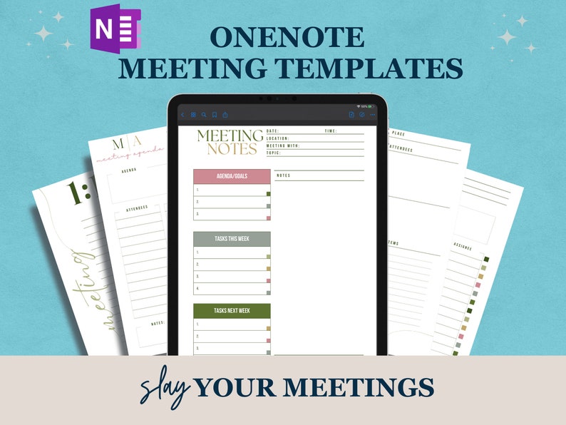 Onenote Meeting Templates for Work Professionals, Meeting Agenda ...