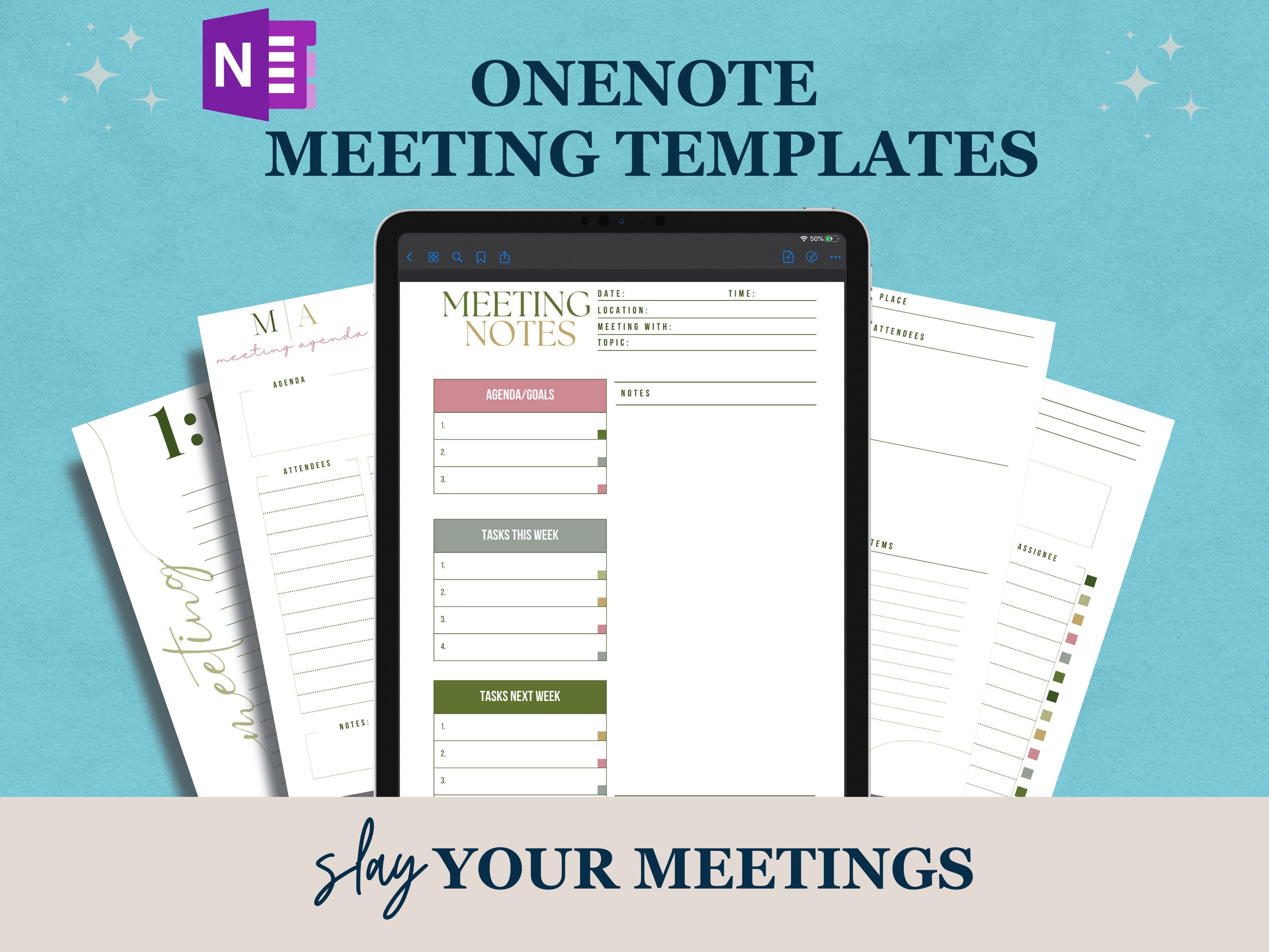 Onenote Meeting Templates for Work Professionals, Meeting Agenda ...
