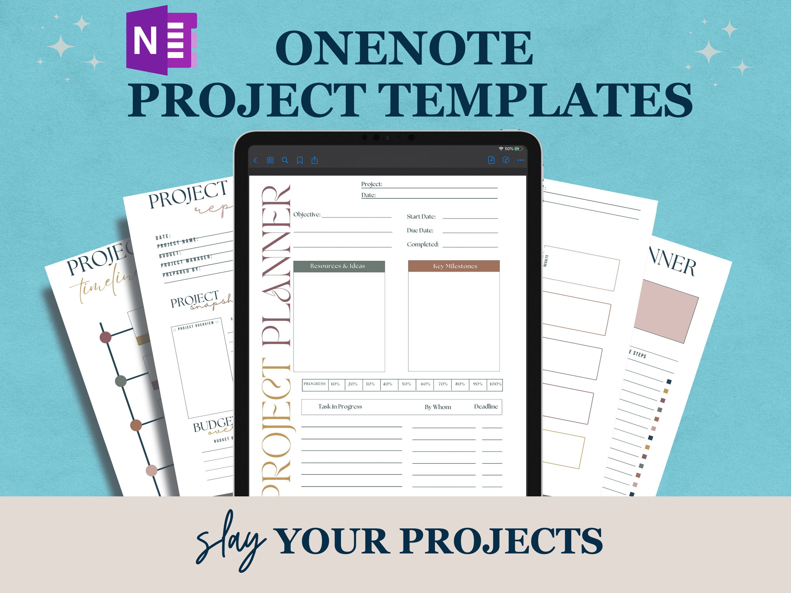 Boho Onenote Project Management Templates for Work Professionals ...