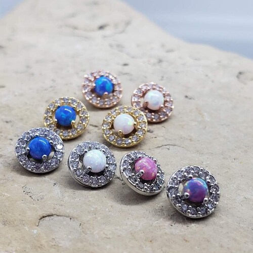 Semi Precious Stone Dermal Anchor Top 14 Gauge & 16 Gauge - Etsy