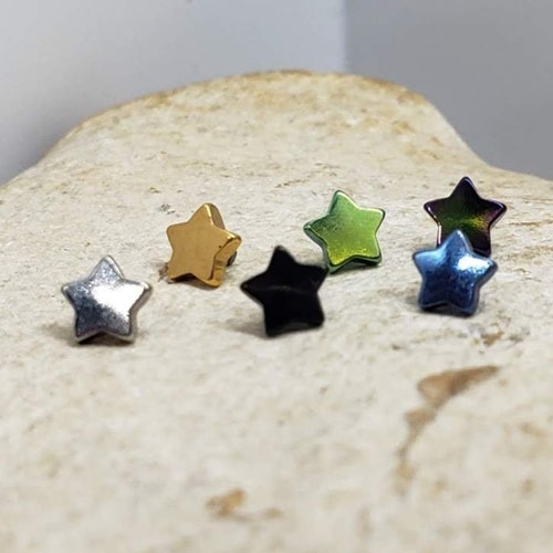 Cubic Zirconia Double Star Dermal Anchor Top 14 Gauge - Etsy