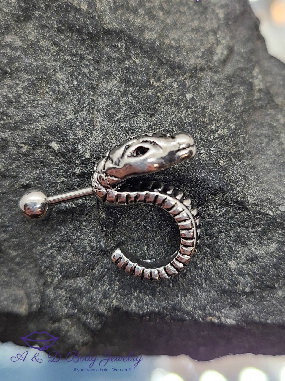 Curved Snake Cartilage Earring Cartilage Barbell | Etsy