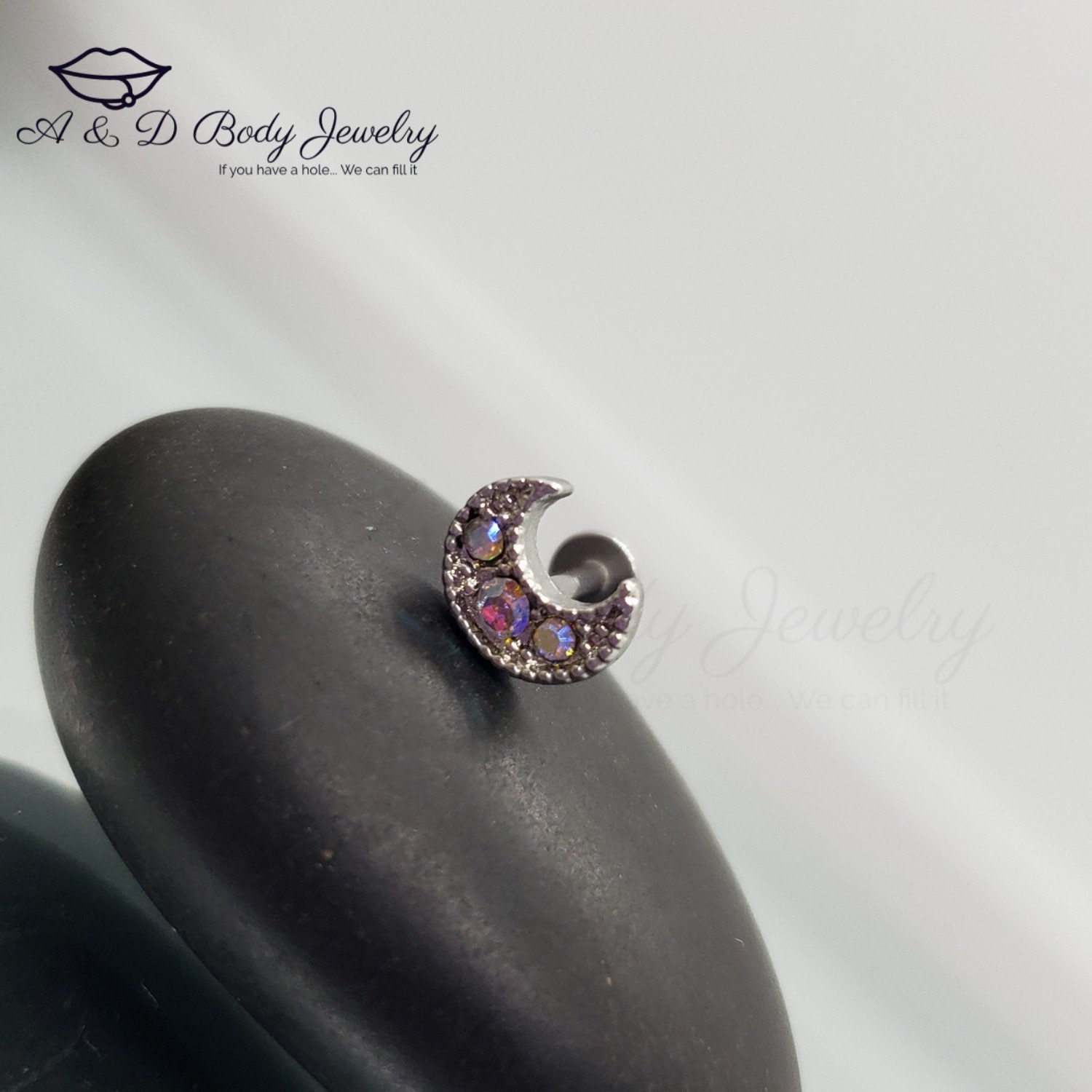 Aurora Borealis Crescent Moon Lip Labret | Etsy