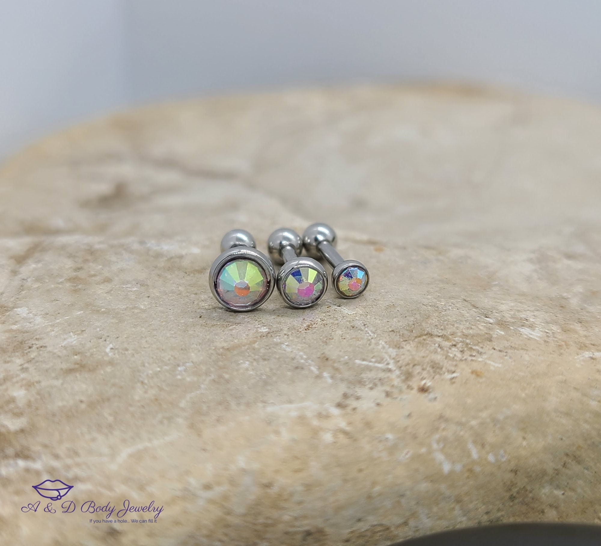 16g Purple Opal Cluster Cartilage Helix Piercing Stud Titanium Flat Ba ...