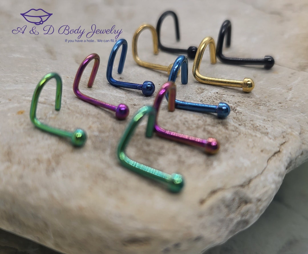 Titanium IP Steel Nose Screw: Dome Ball Nose Bone (20/18 Gauge) - Etsy