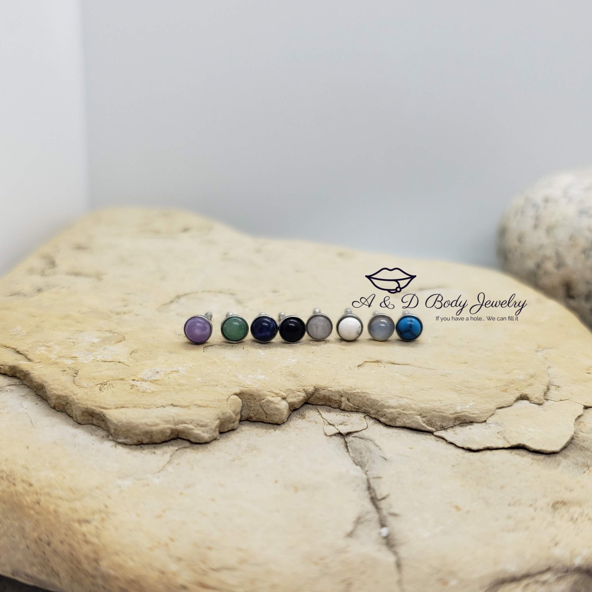 Semi Precious Stone Nose Stud Nose Bone 20 Gauge - Etsy