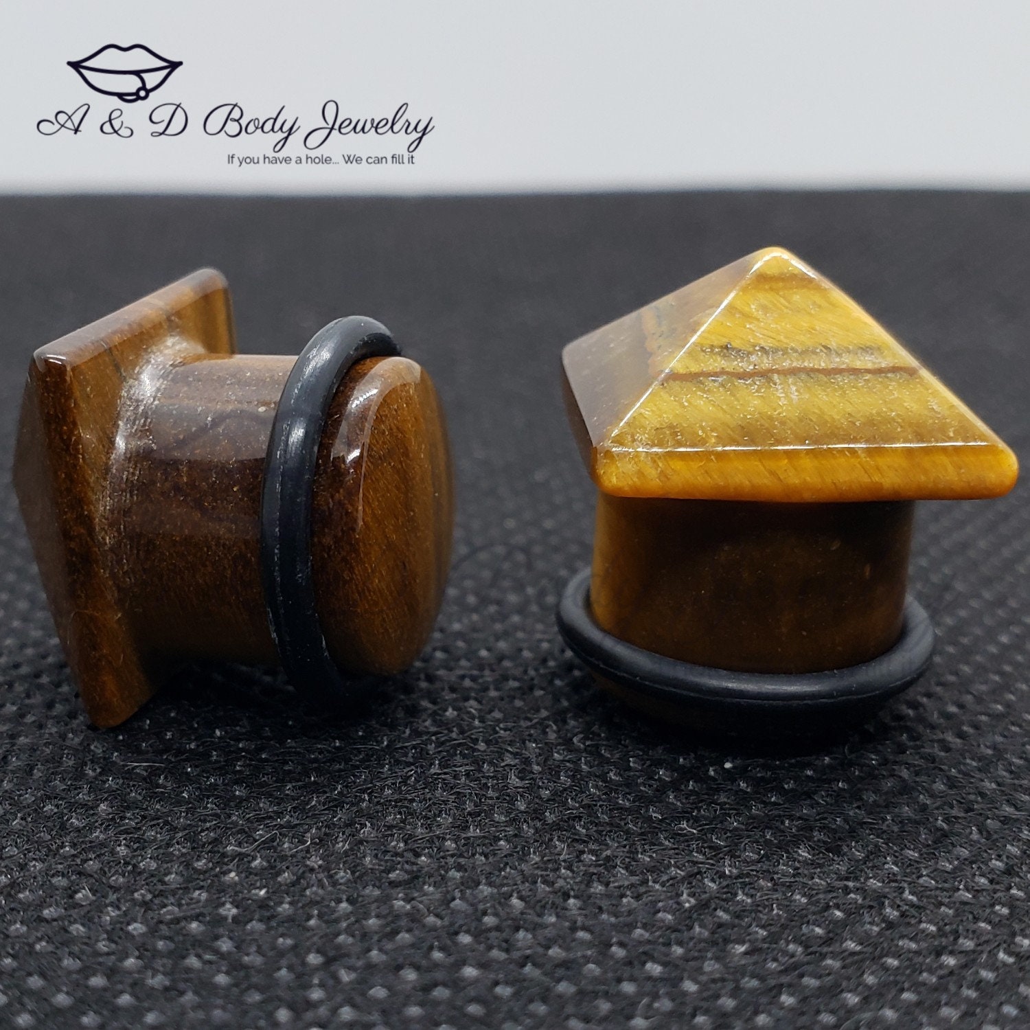 Single Flared Tigers Eye Plugs Pyramid Top Stone | Etsy