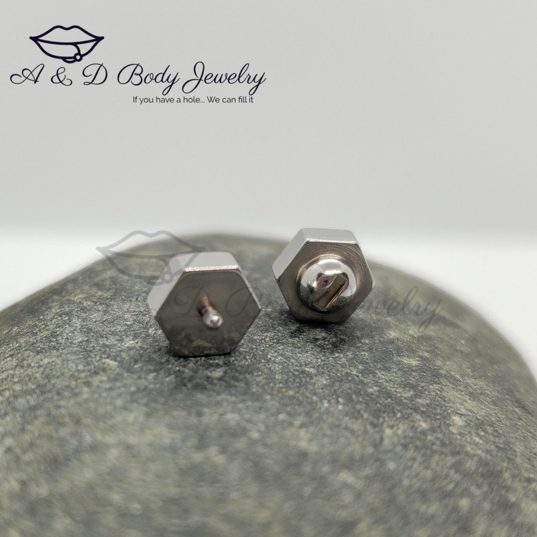 Hexagon Screw Dermal Anchor Top - 14 Gauge - Etsy
