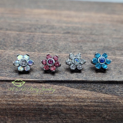 Cubic Zirconia Double Star Dermal Anchor Top 14 Gauge - Etsy