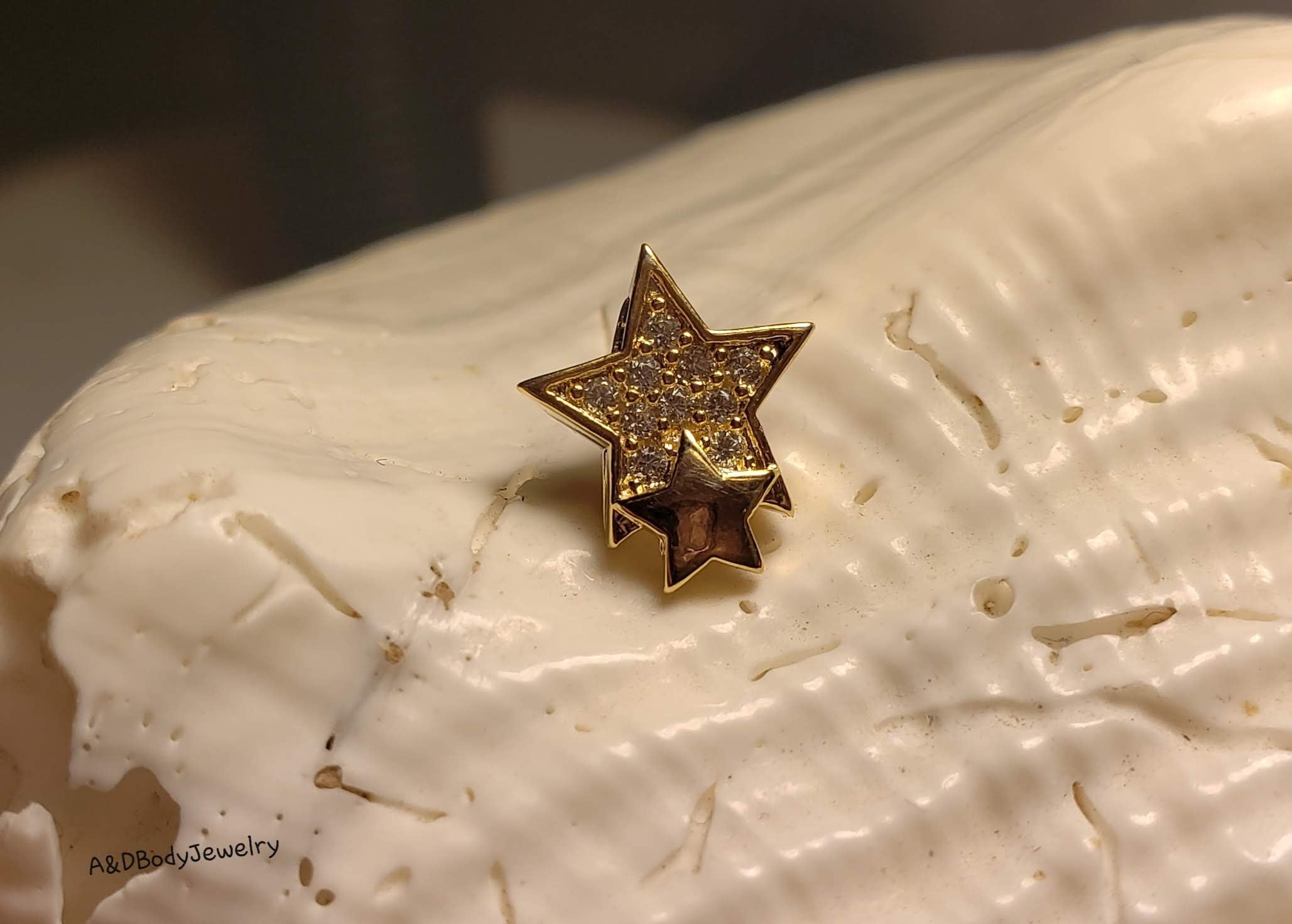 Cubic Zirconia Double Star Dermal Anchor Top 14 Gauge - Etsy