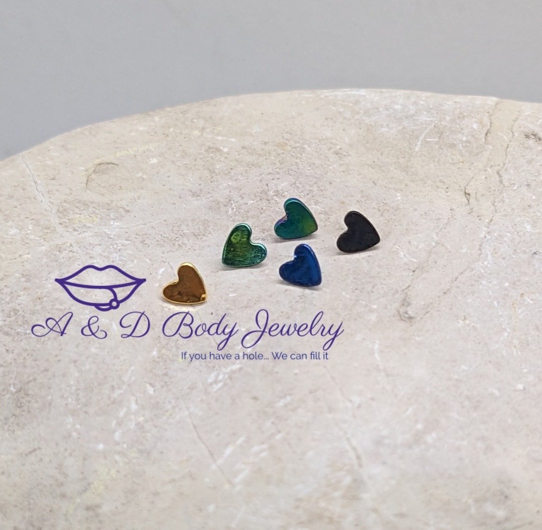 Heart Dermal Anchor Top - 14 Gauge 4 Mm Heart - Black, Blue, Green ...