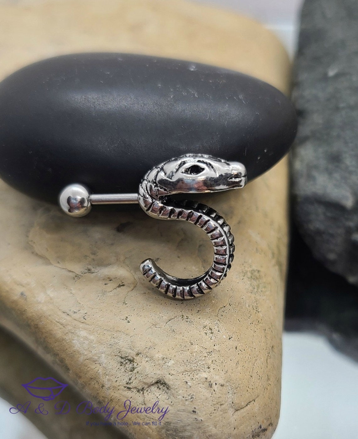 Curved Snake Cartilage Earring Cartilage Barbell - Etsy