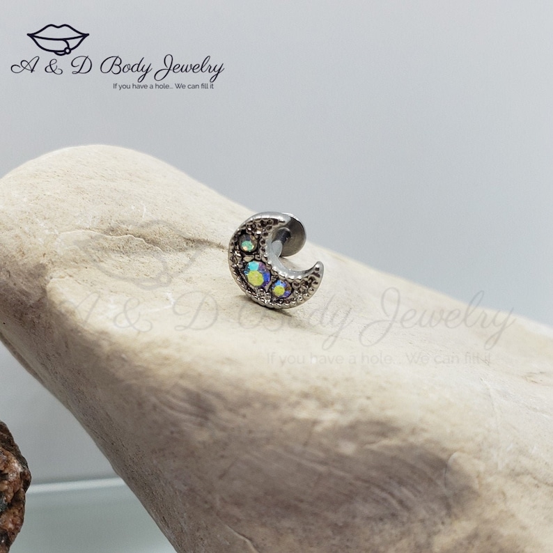 Aurora Borealis Crescent Moon Lip Labret | Etsy