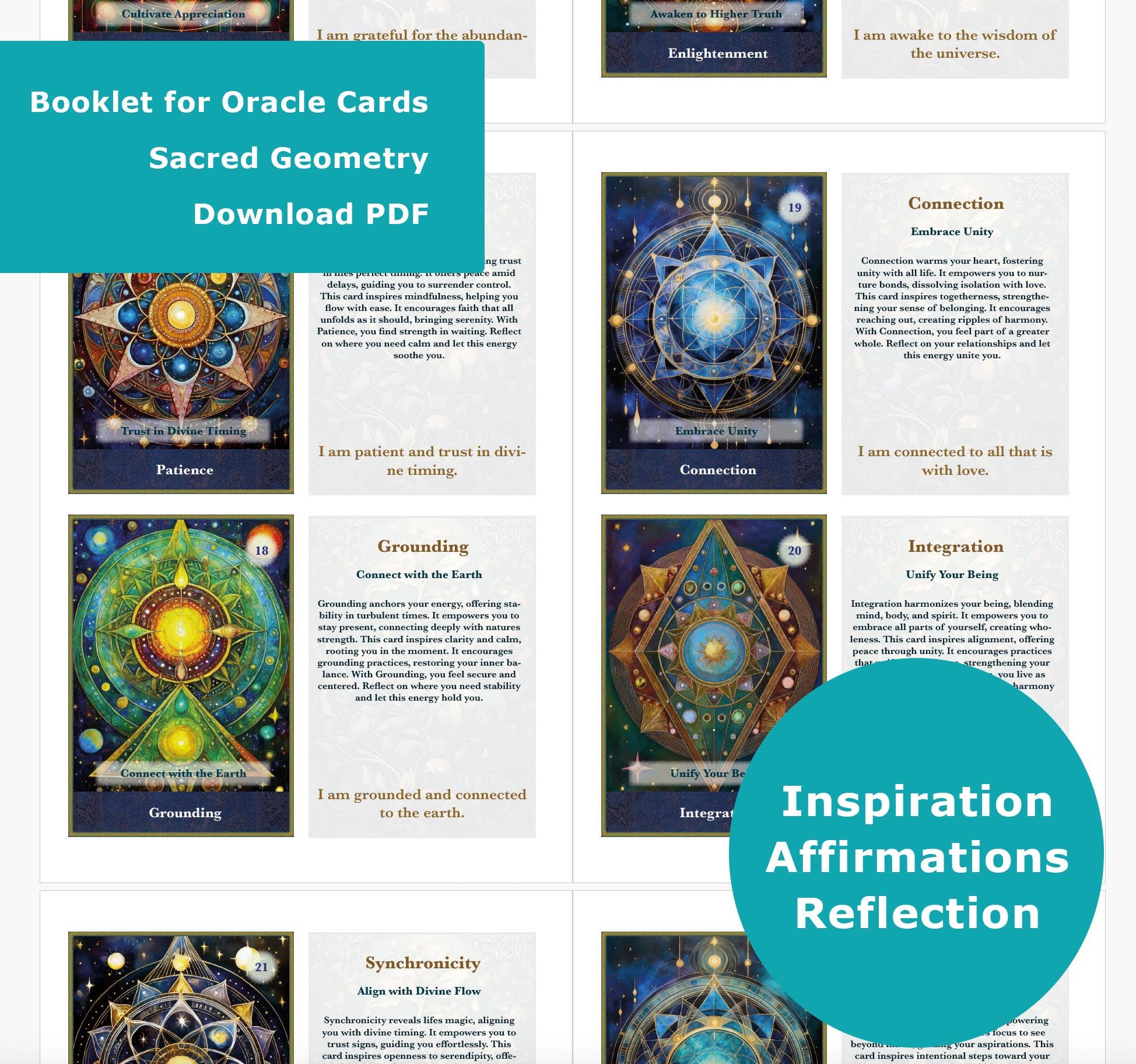 BOOKLET + Celestial Oracle Cards - Sacred Geometry - Etsy
