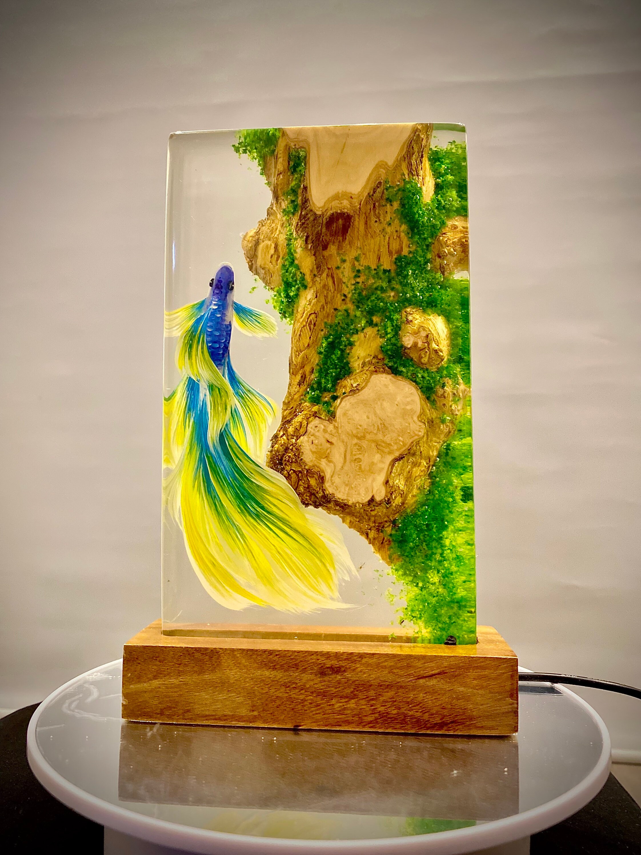 Lighting Gift for Her Resin stone Light Art Light Home Decor Art Resin ...