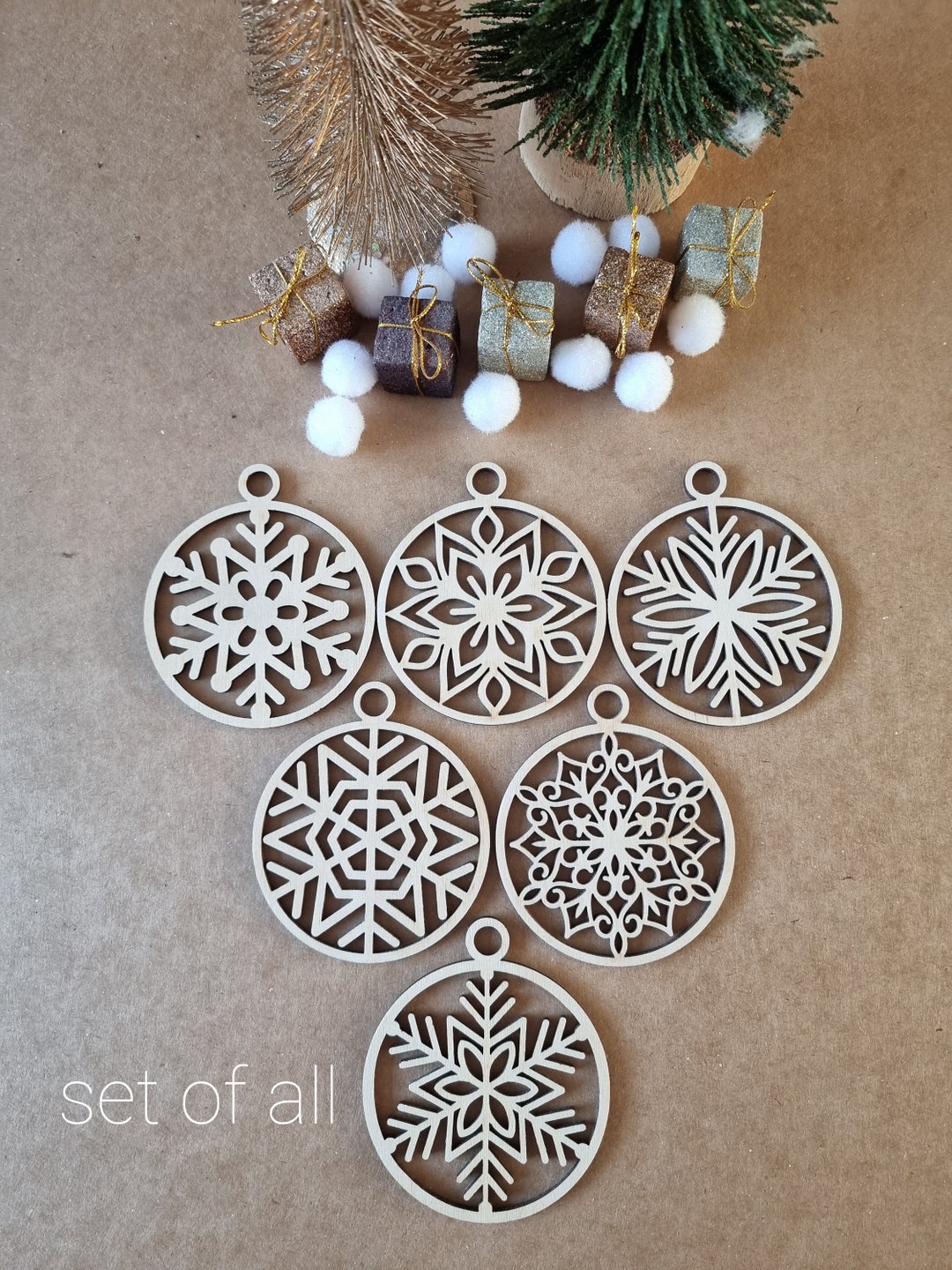 Christmas Tree Ornaments, Wooden Baubles, Christmas Decorations, Xmas ...