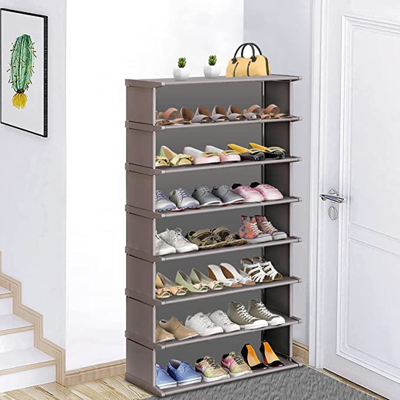 8 Tiers Shoe Rack Vertical Narrow Shoe Shelf Storage Organizer Sturdy ...