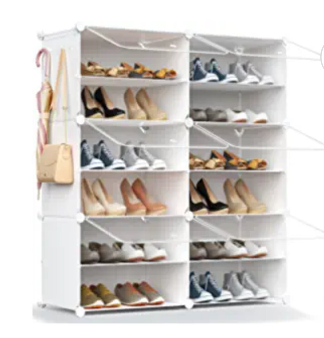 Shoe Rack Organizer, 24 Pair Shoe Storage Cabinet With Door Expandable ...