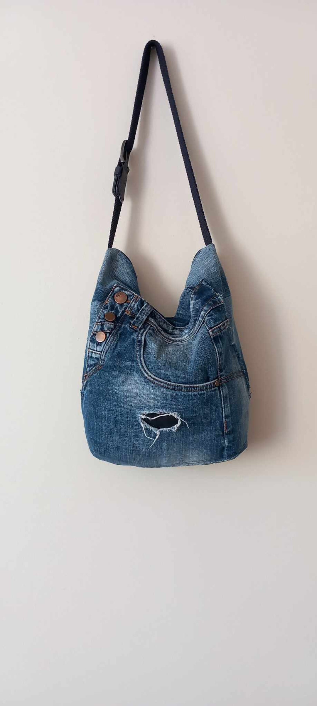 Recycled Denim Bag Crossbody Bag Grunge Style - Etsy