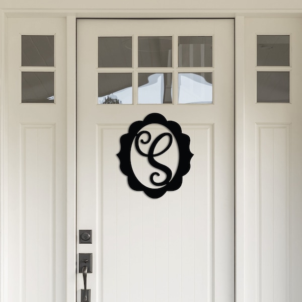 Scalloped Initial Door Sign - Etsy