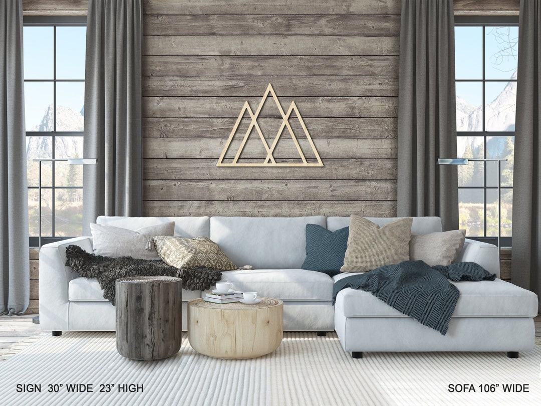 MOUNTAIN PEAK Sign- Wood Sign-cut Out Wood Sign-custom Mountain Wall ...