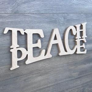 TEACH PEACE Sign- Peace Sign Wall Art- Peace Love Sign- Wood Cut Out ...