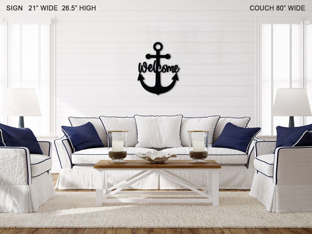 WELCOME ANCHOR Sign, Nautical Sign Decor, Anchor Decor on Wall- Wood ...