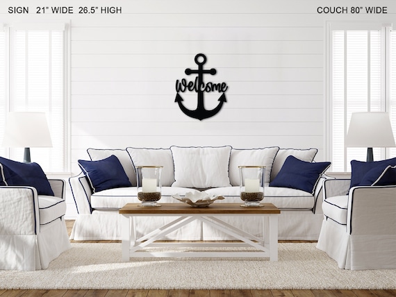 WELCOME ANCHOR Sign Nautical Sign Decor Anchor Decor on - Etsy