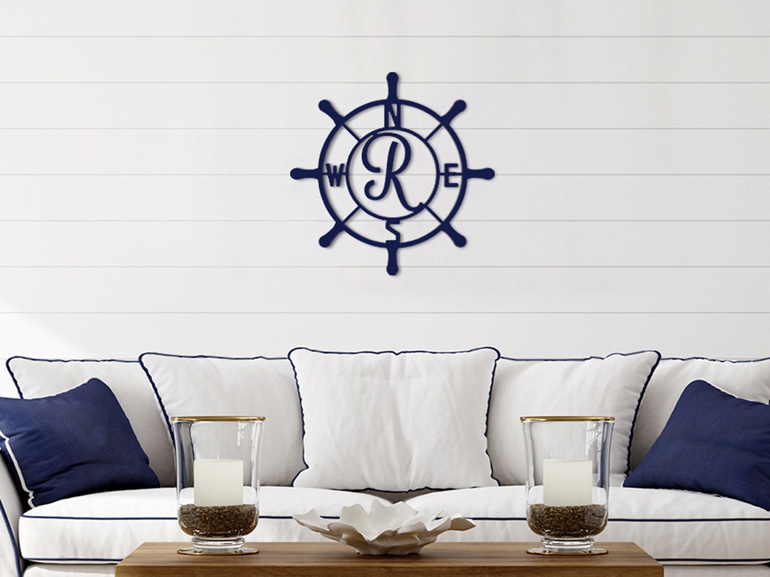 SHIP WHEEL MONOGRAM Sign-letter Monogram-monogram Door Hanger-letter ...