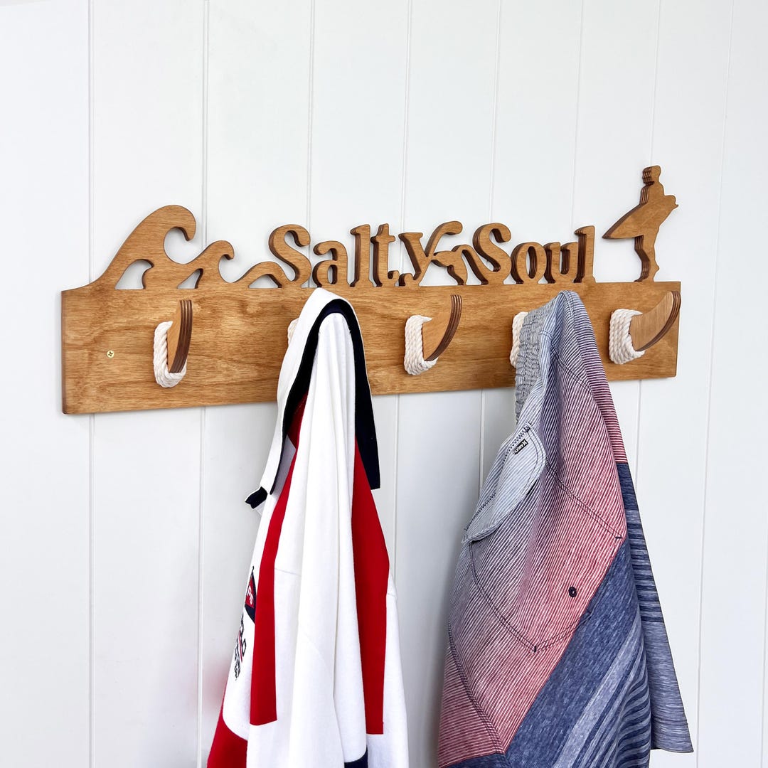 Salty Life Towel Hooks-wall Mount Robe Hook- Coat Hooks-coastal Beach ...