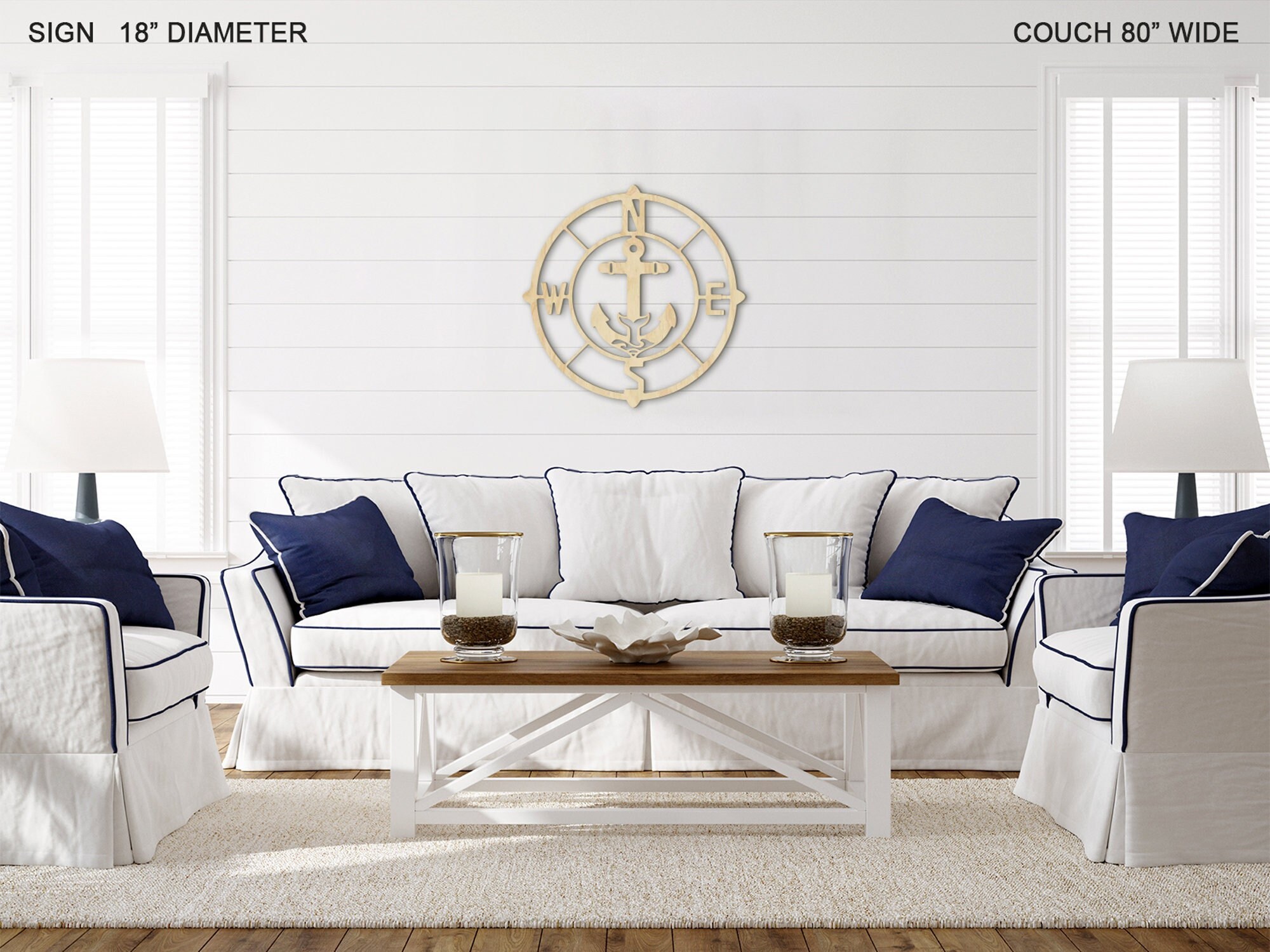 COMPASS ANCHOR DOLPHIN Tale Sign, Nautical Sign Decor, Compass Decor on ...