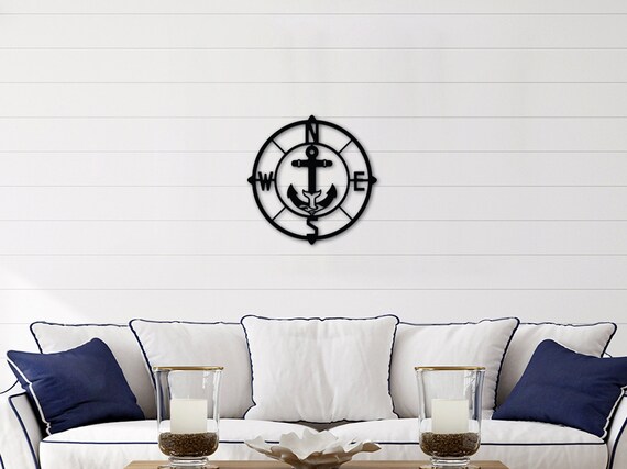 COMPASS ANCHOR DOLPHIN Tale Sign Nautical Sign Decor Compass - Etsy