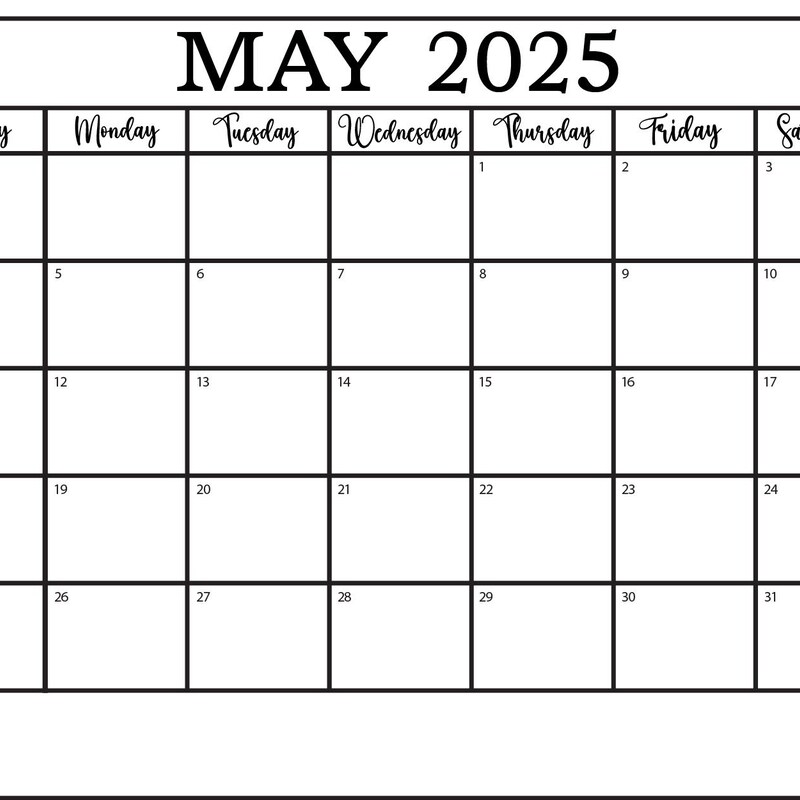 May Month 2025 Calendar - Etsy